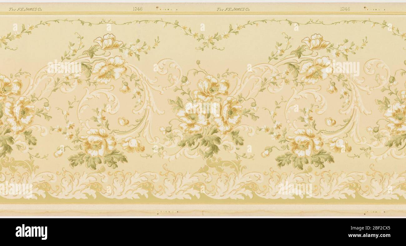 Frieze. Large rinceau adorned with bouquets across the middle. Undulate ...