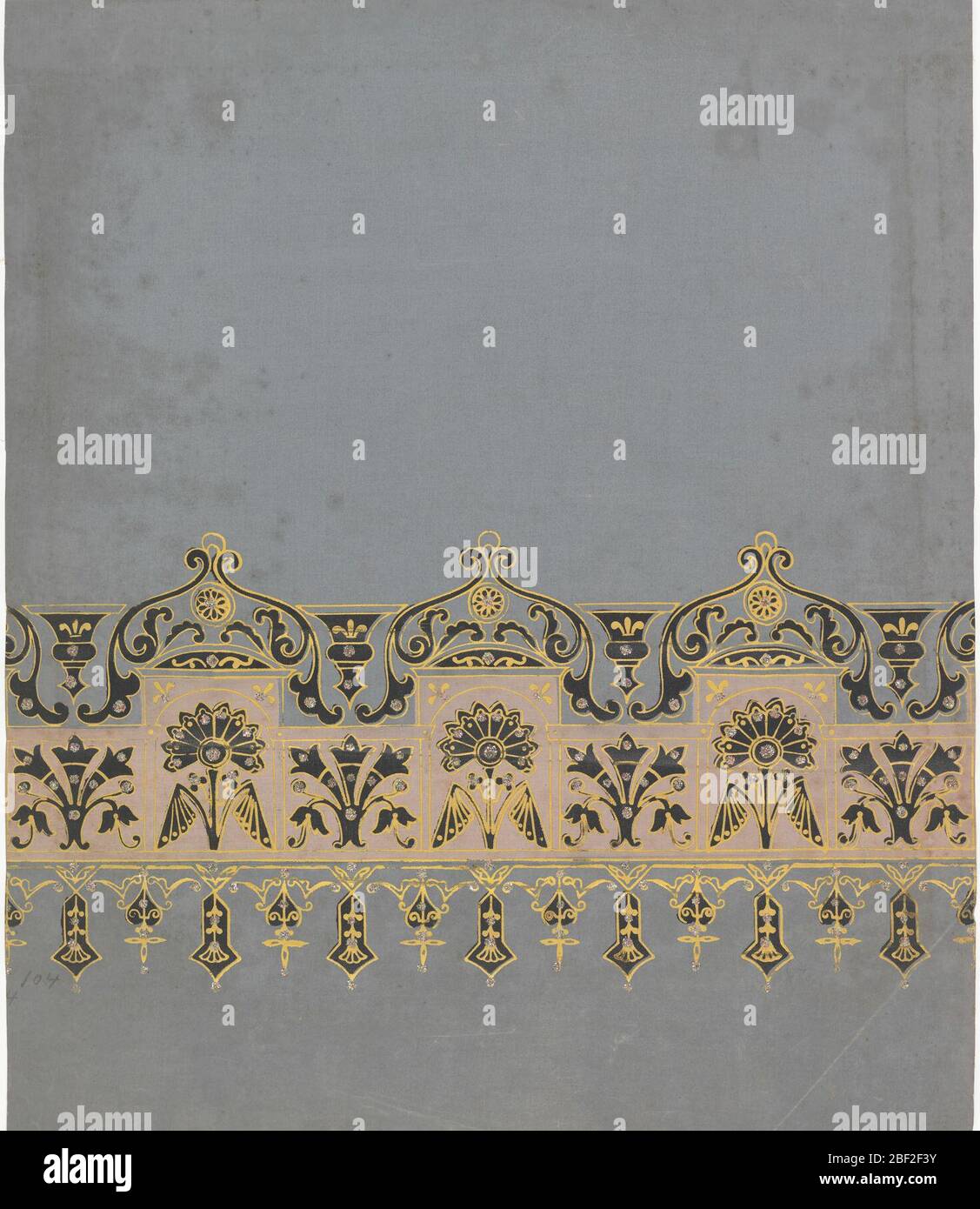 Window shade. Band of stylized floral motifs, with two motifs ...