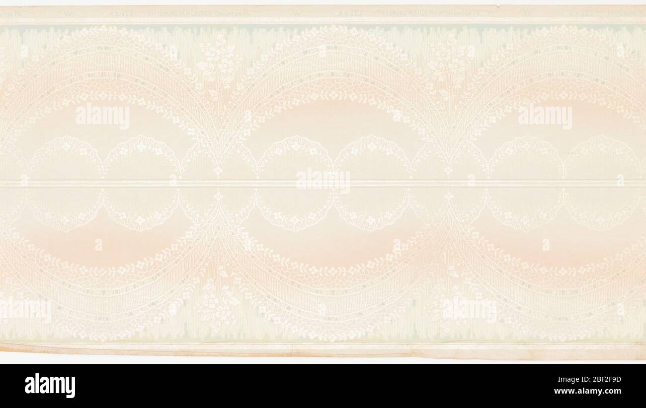 Frieze. Borders printed two across the width(mirror). Floral and ribbon ...