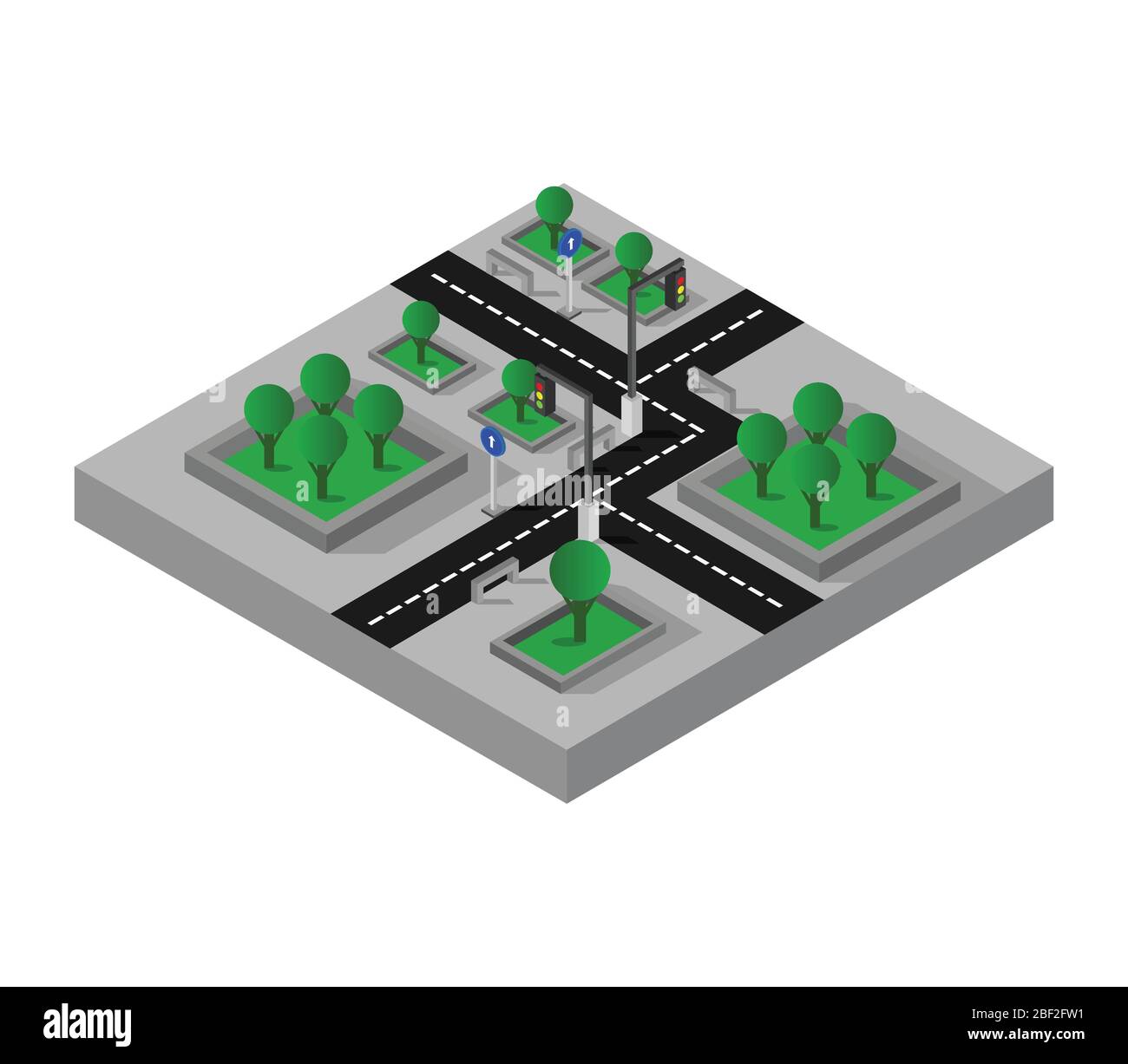 road intersection isometric icon illustrated in vector on white ...