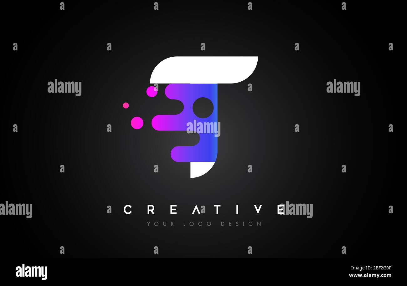 Dots Letter T Logo Design. Letter T Icon with Fluid Liquid Idea and ...