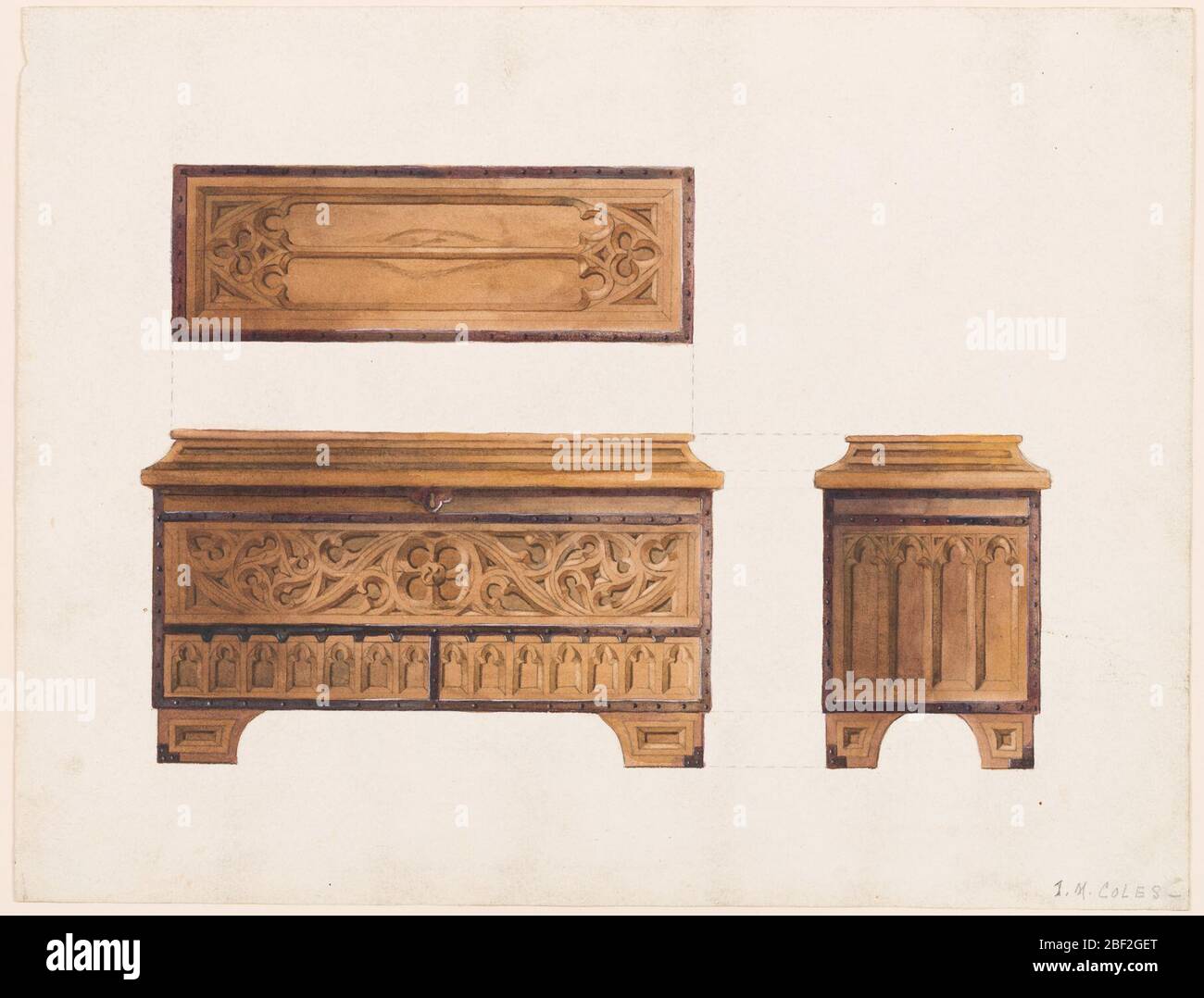 Design for a carved wood chest. Design for a carved wood chest with ...