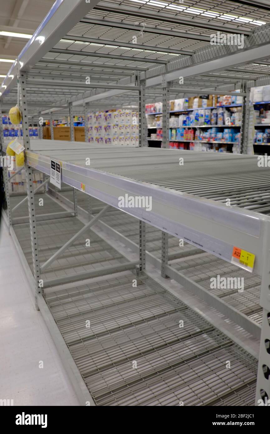 Empty supermarket shelves during Covid-19 pandemic Stock Photo - Alamy