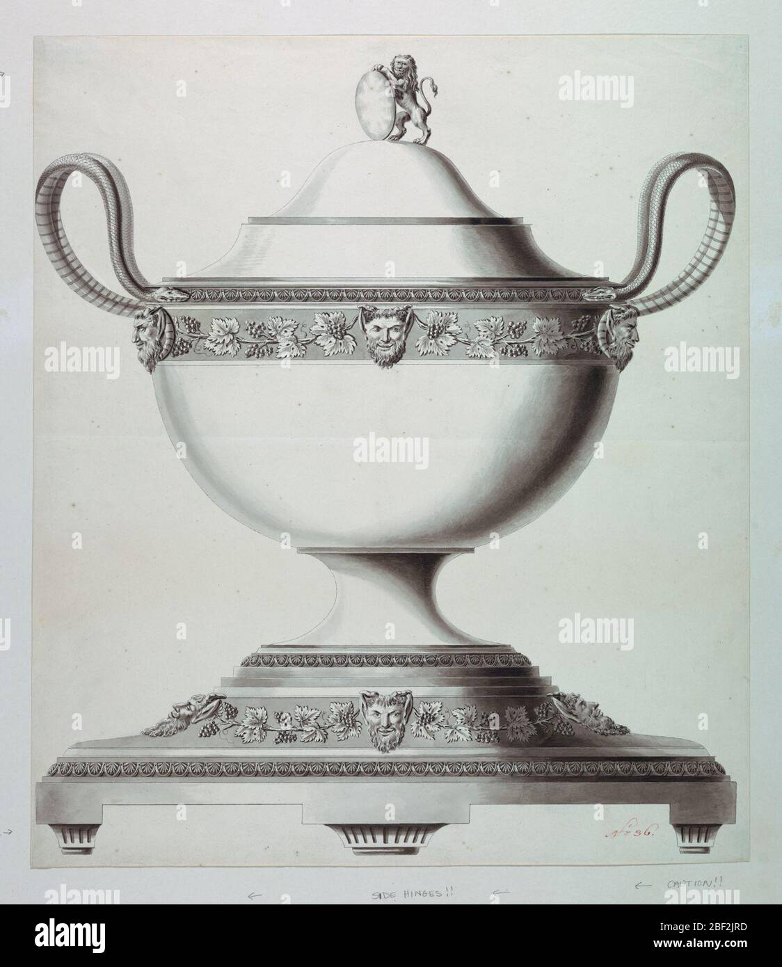 Design for a Tureen. The vessel is banded with grapevine suspended from ...