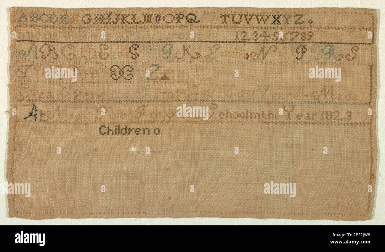 Sampler. Unfinished horizontal sampler with three alphabets, one set of ...