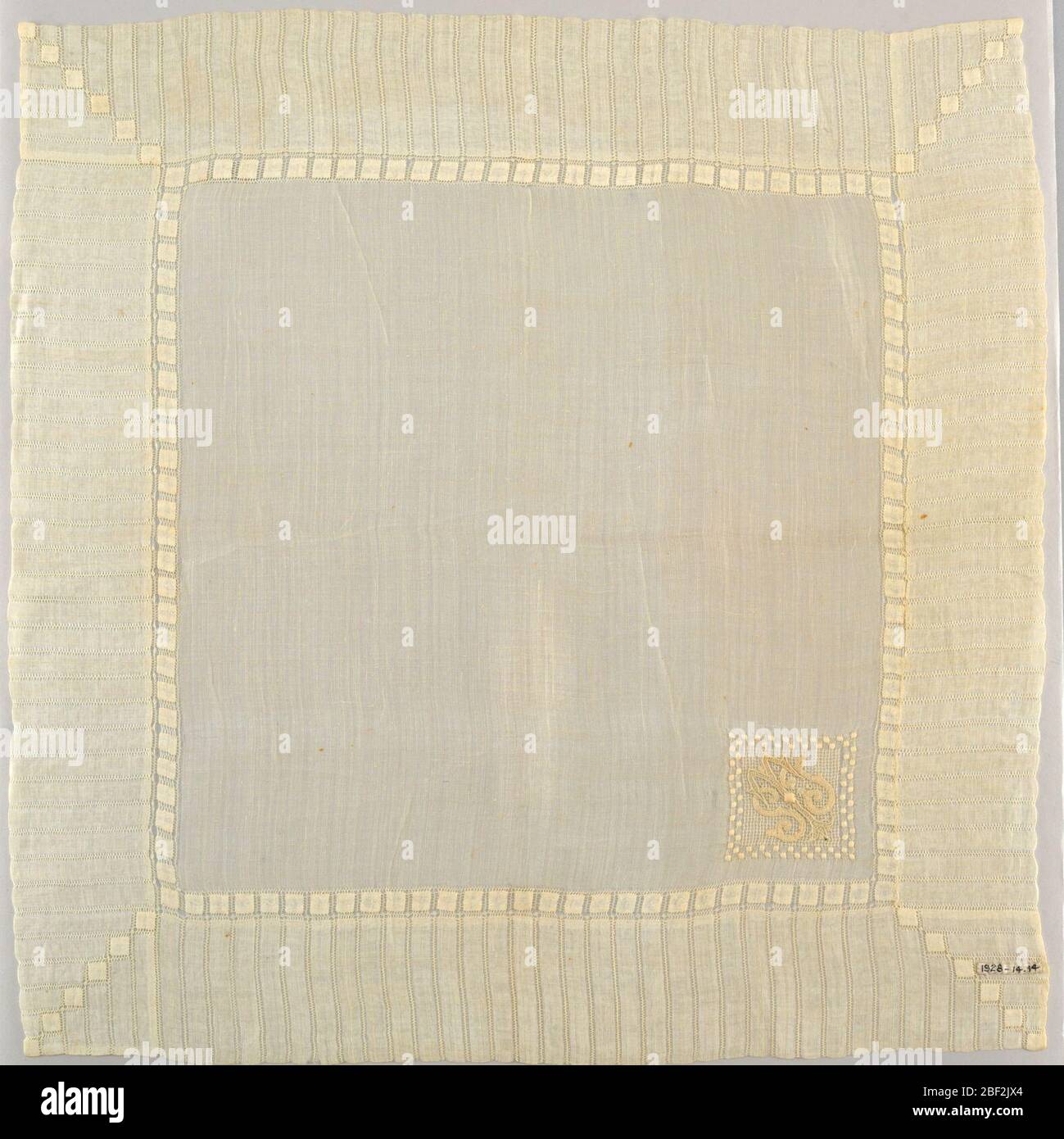 Handkerchief. Large sheer white linen handkerchief with wide drawnwork ...