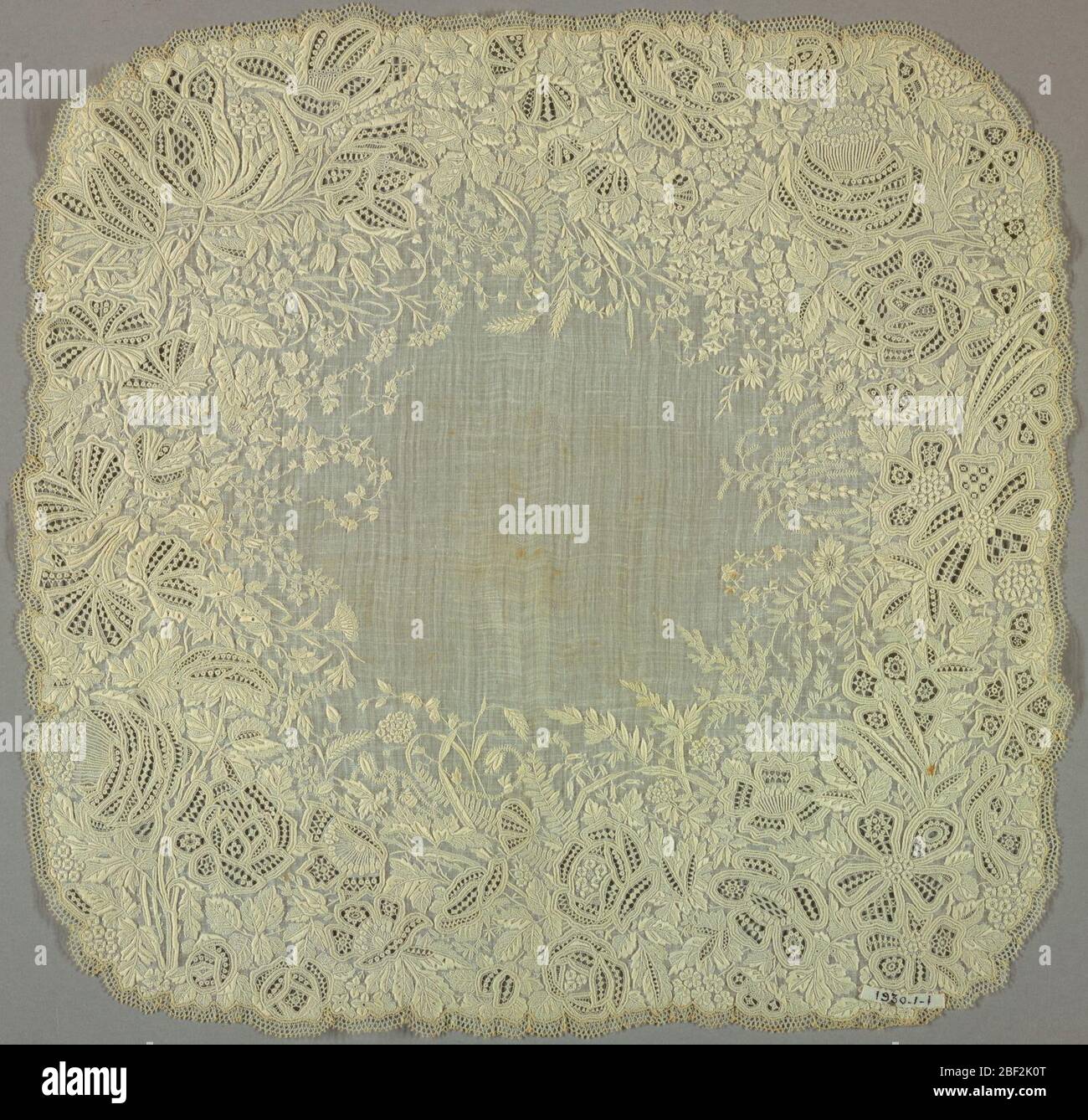 Handkerchief. Handkerchief of fine sheer linen with deep border solidly ...