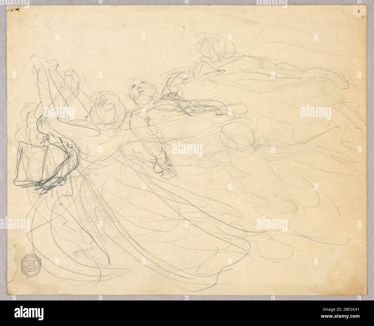 Sketch of Figural Group for Ascension. Group of figures, lower left ...
