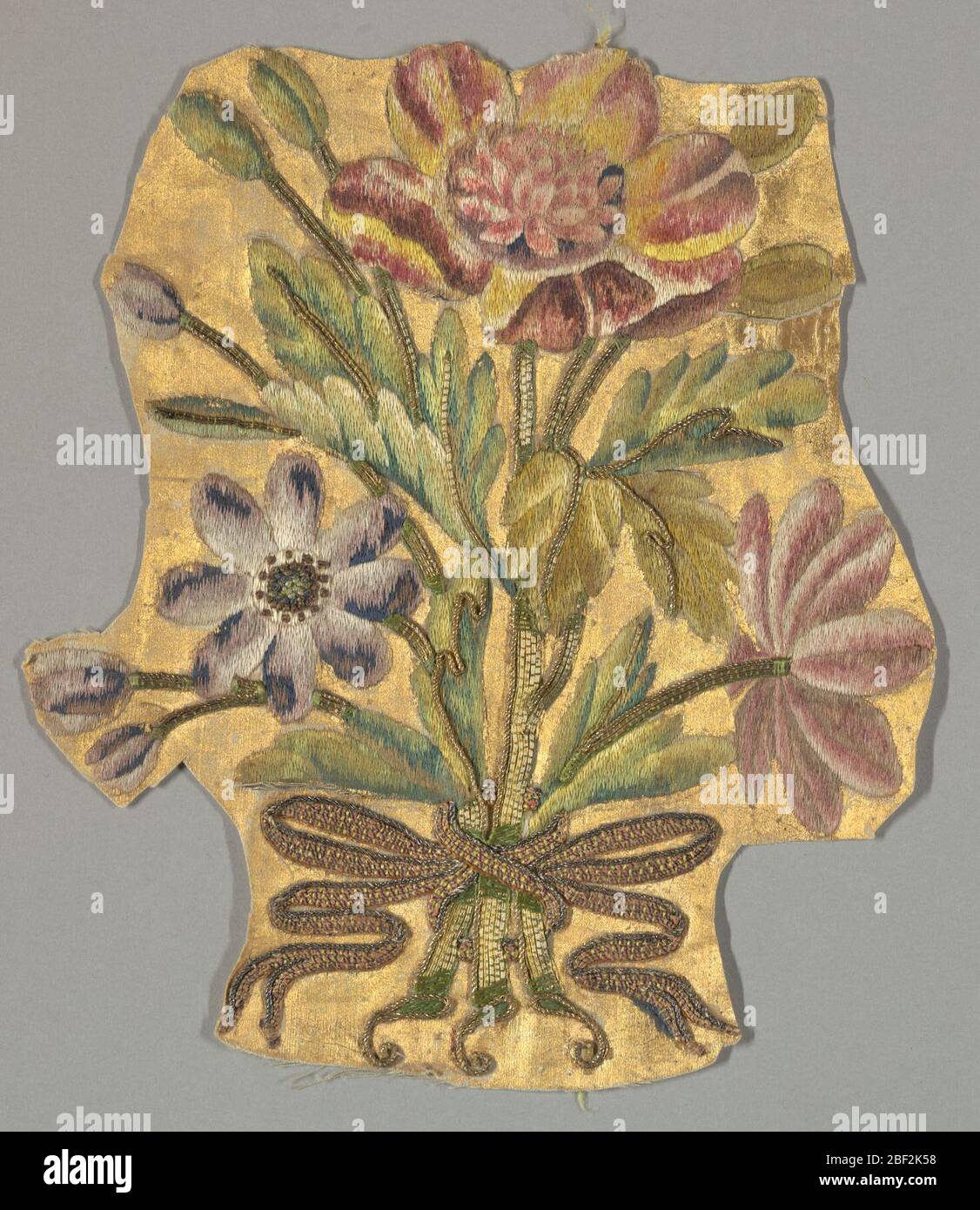 Fragment. Small fragment with a bouquet of multicolored flowers, leaves ...