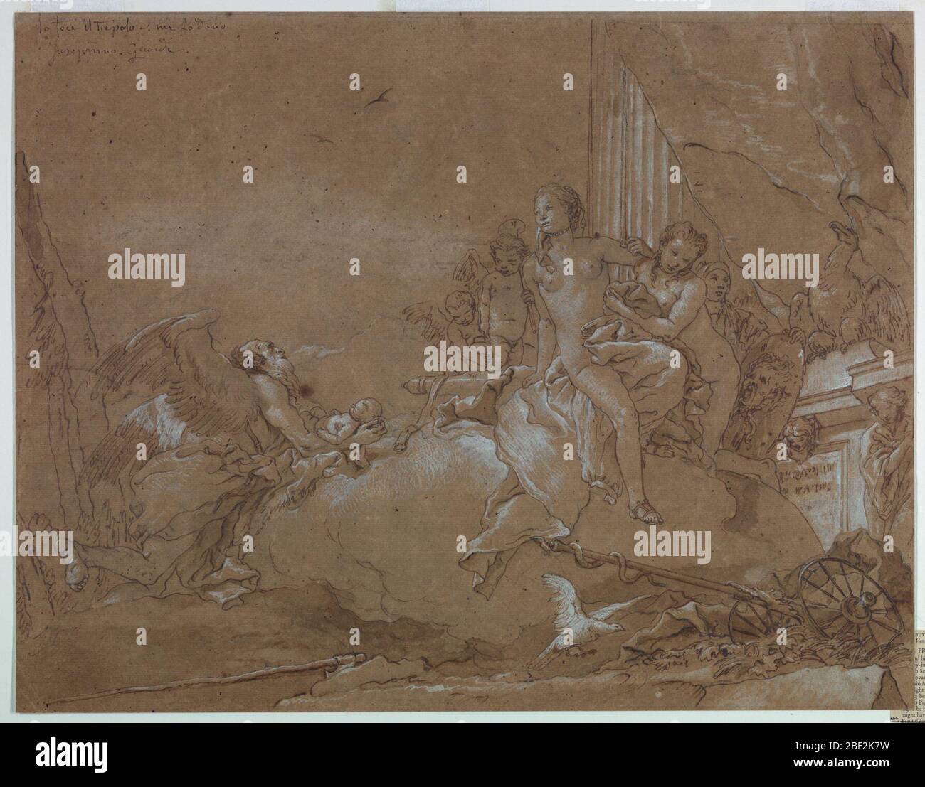 Time Chronos Entrusting Cupid to Venus. Horizontal rectangle. The male ...