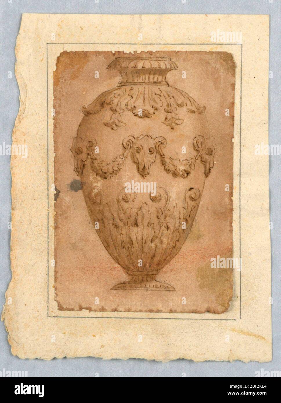 Vase with Bucraneum. Vertical rectangle showing vase decorated with ...