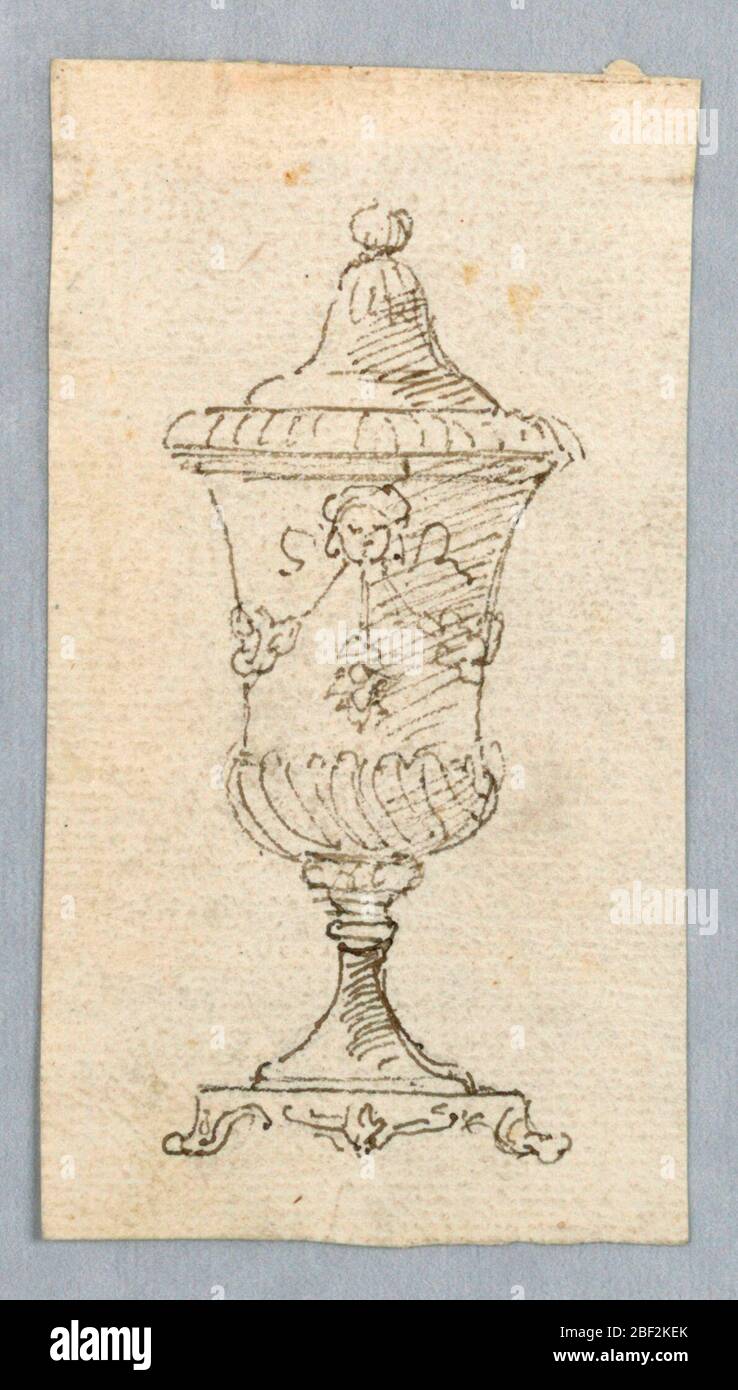 Design for an Urn. Vertical rectangle with loose elevation sketch of an ...
