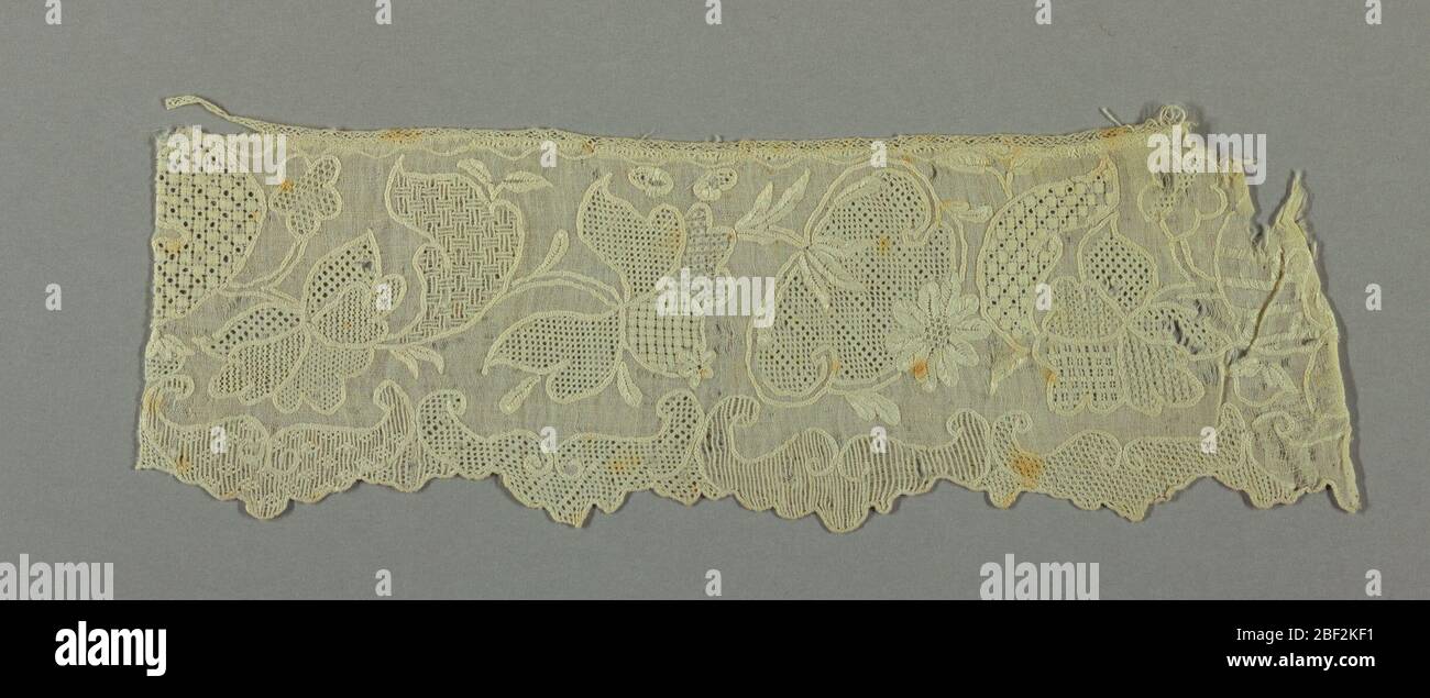 Fragment. Fragment of a woven linen border with scallops forming ...