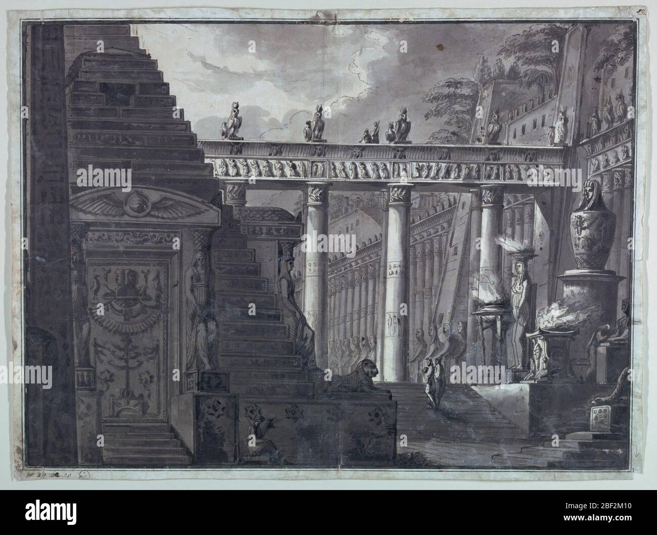 Stage Design Egyptian Temple. Horizontal rectangle. Court in Egyptian ...