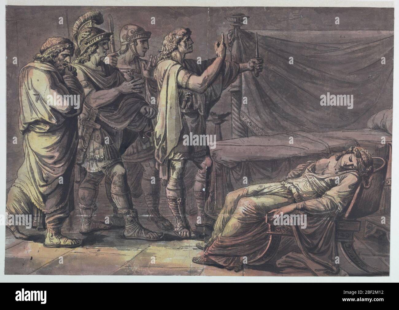 Nero Finding the Body of His Mother Agrippina. Four Roman men in ...