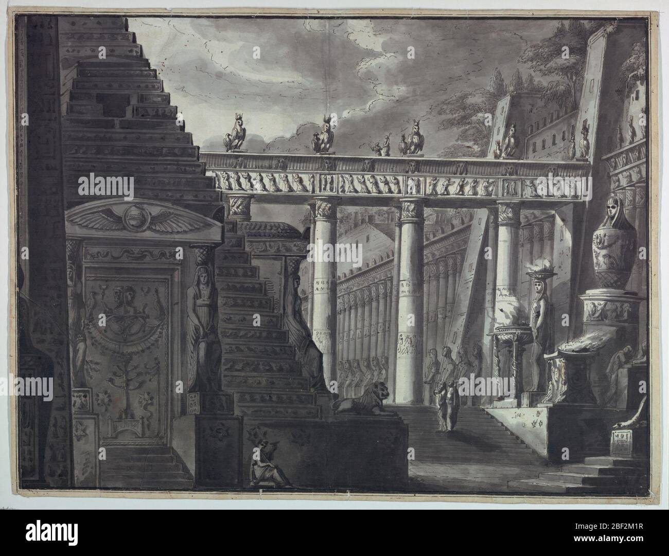 Stage Design Courtyard of an Egyptian Temple. Horizontal rectangle ...