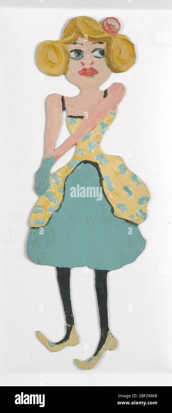 Figure Toy. Paper doll of a female figure in a green dress Stock Photo ...