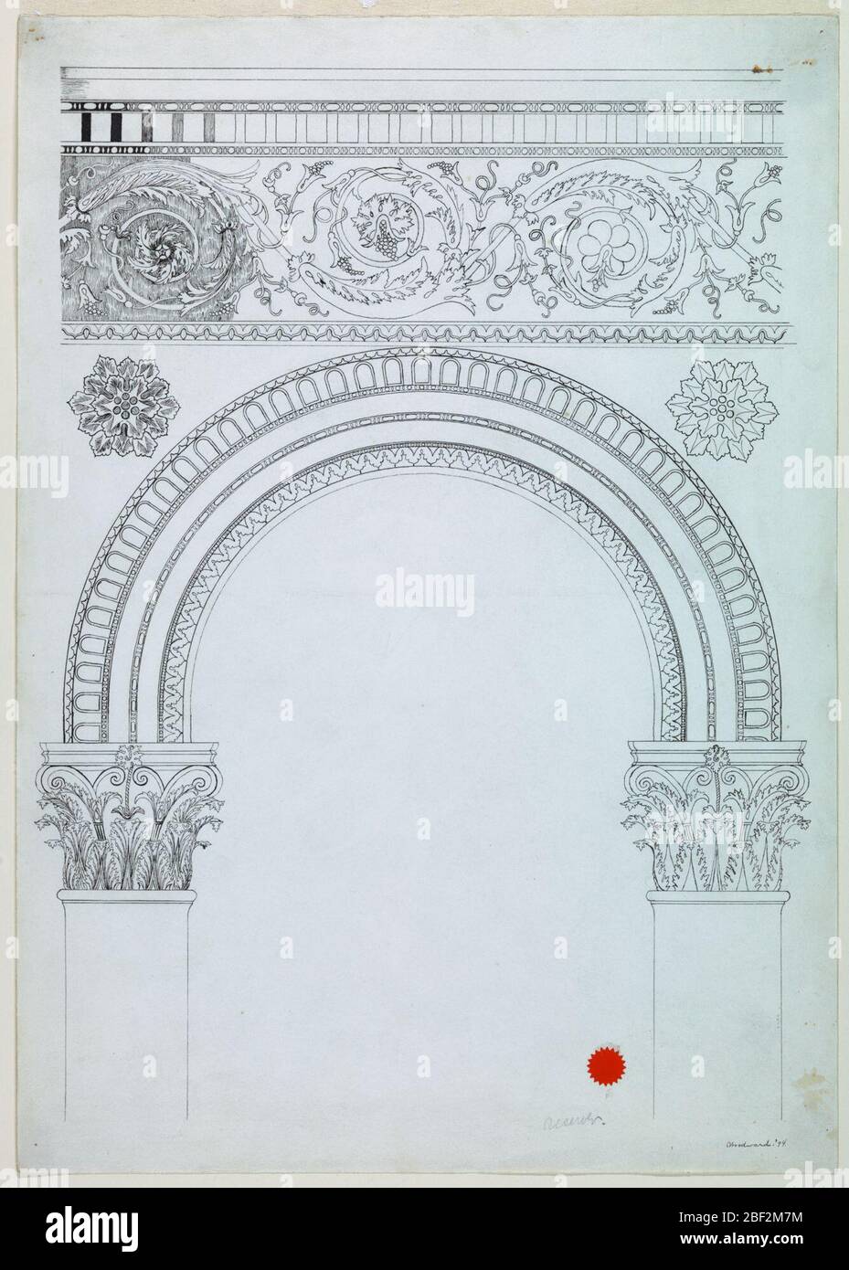 An arch. Vertical rectangle. A semi-circular opening, supported by ...