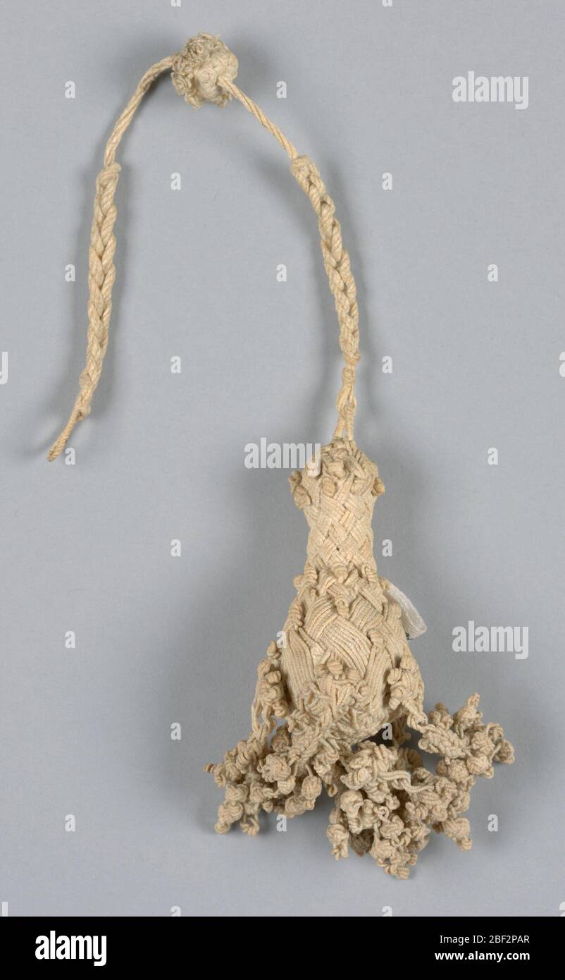 Tassel. White linen braided cord terminating in a pear-shaped form from ...