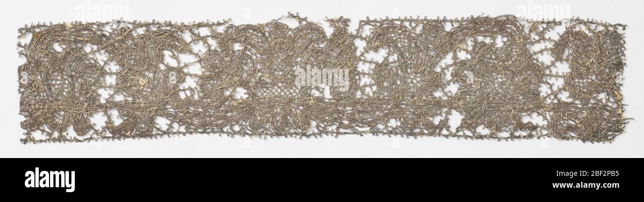 Fragment. Metallic lace fragment in two different thicknesses of silver ...