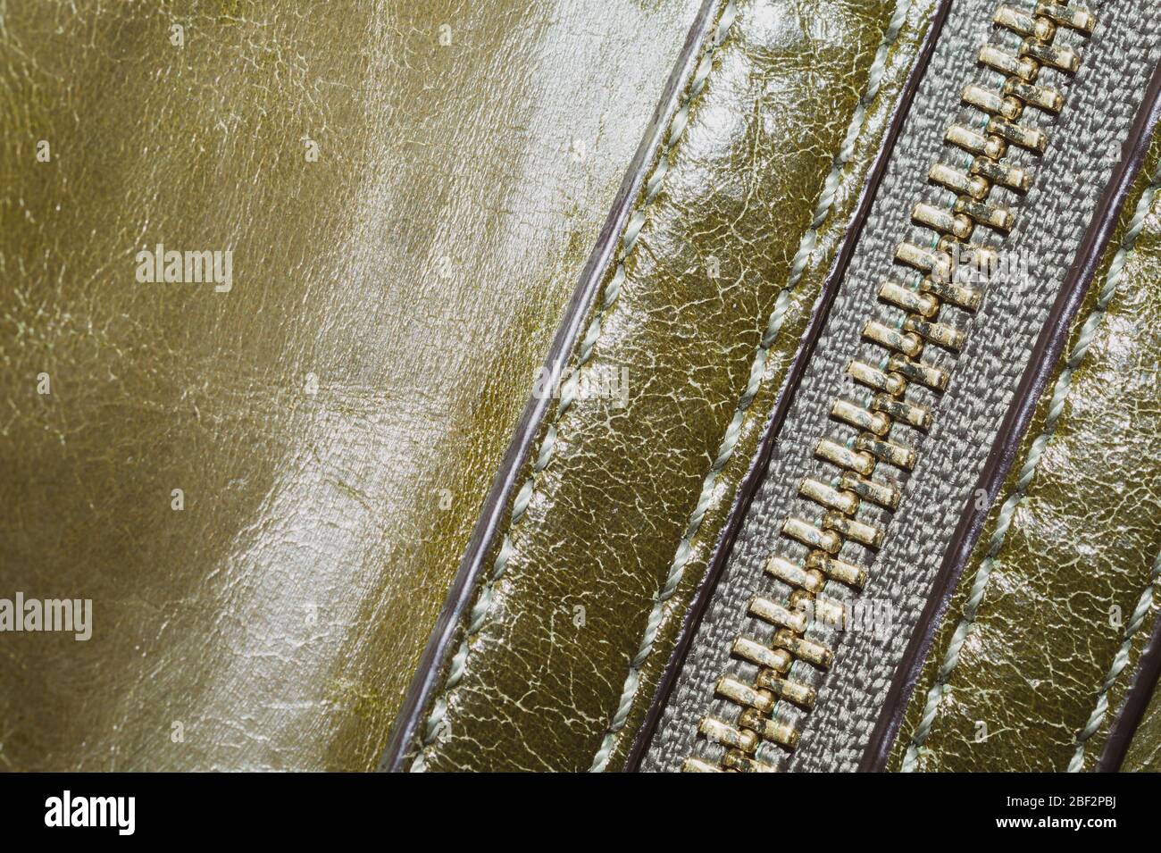 Leather background with zipper closure. material with seams close up ...