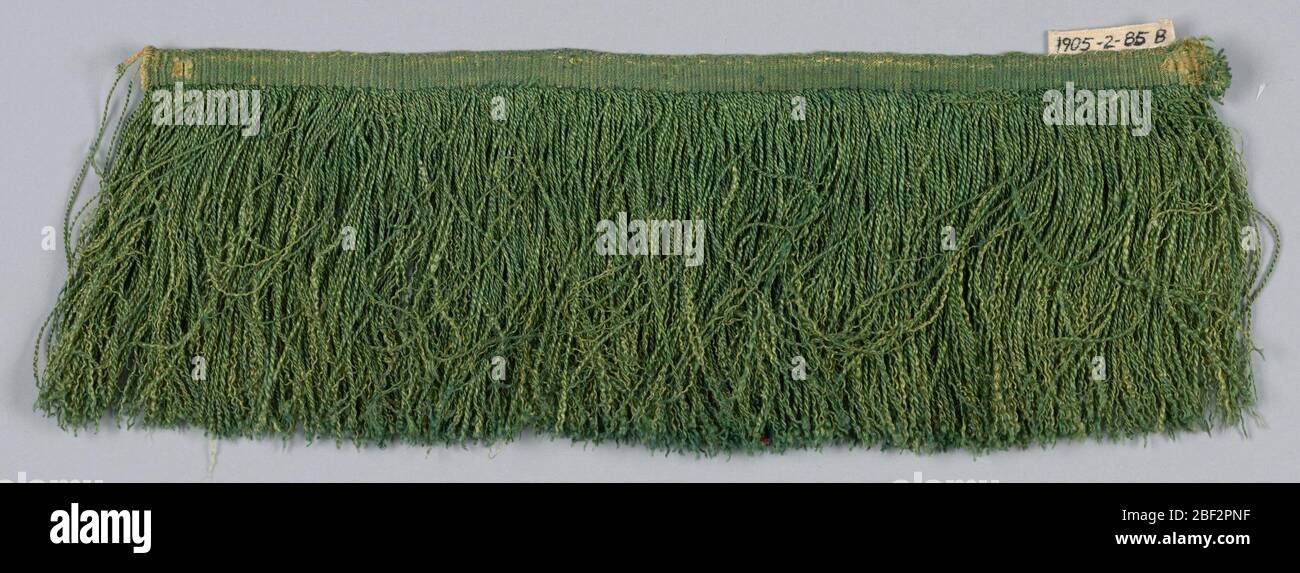 Fringe. Green fringe with a plain-woven heading and a skirt of green ...
