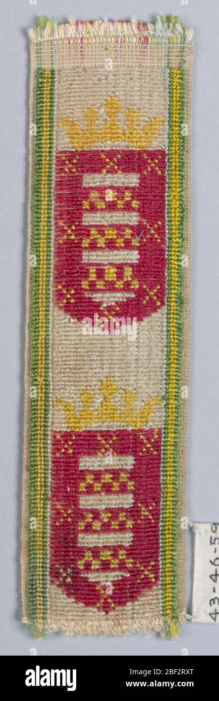 Trimming. A shield under a crown showing bands of checkerboard (red and ...
