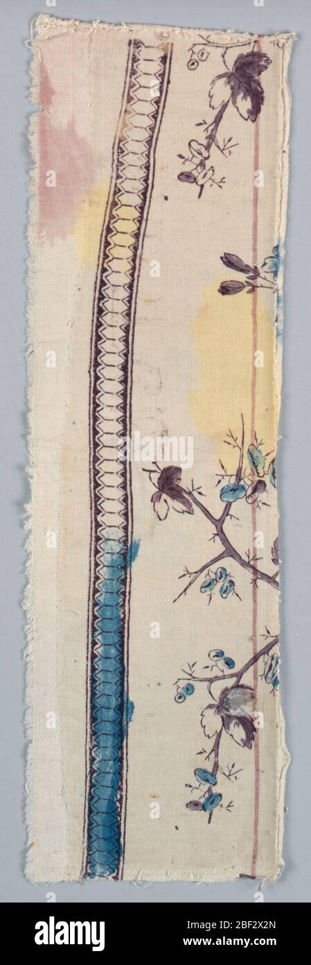 Fragment. Stylistic flowers in purple, light blue and black on an off ...