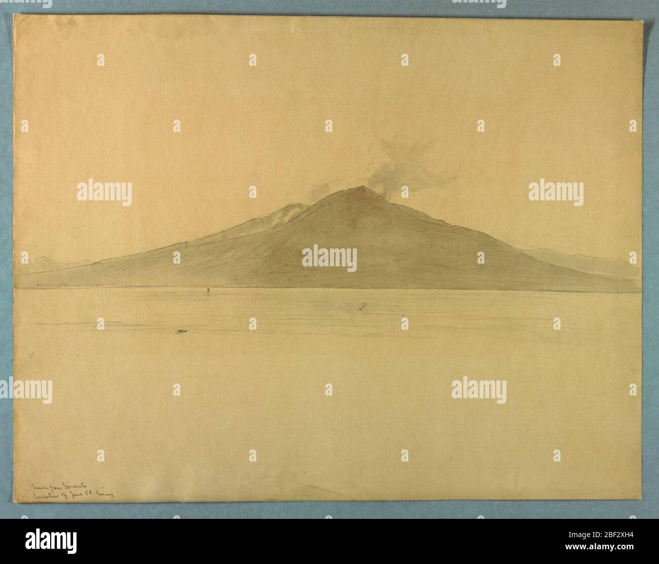 Study of Mt Vesuvius from Sorrento Italy. Sketch of Mt. Vesuvius Stock ...