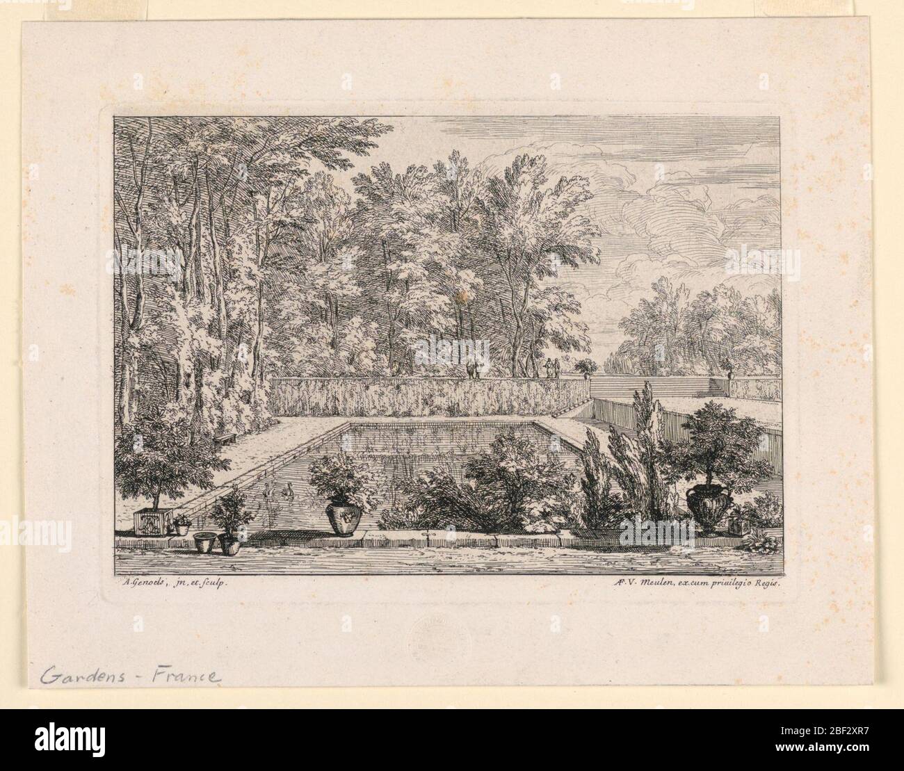 The Basin. View of a section of a formal garden - a sunken rectangular ...