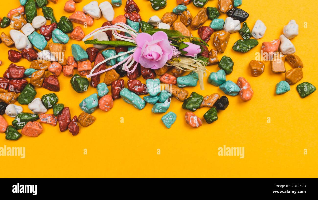 Festive decoration. candy pebbles. sweets in the form of colored stones ...