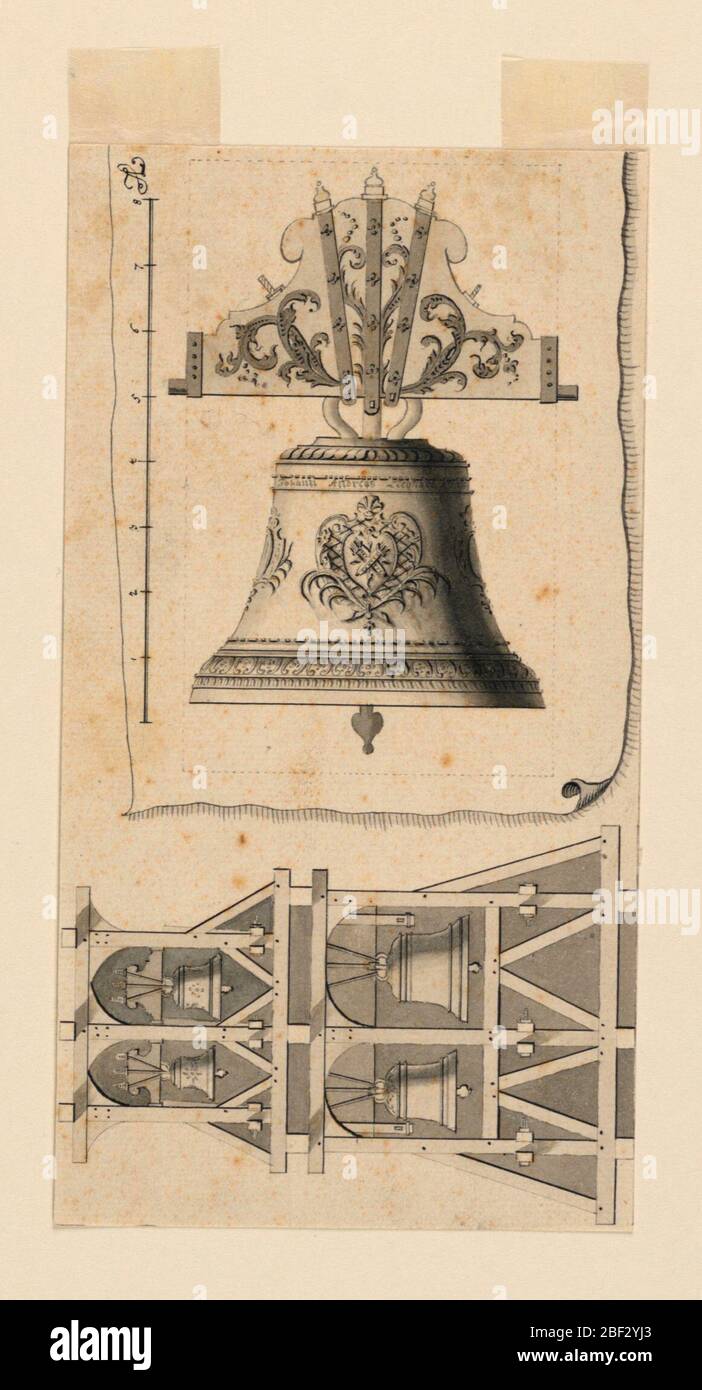 Design for a Bell and Belfry. Design for a bronze bell and hanging beam ...