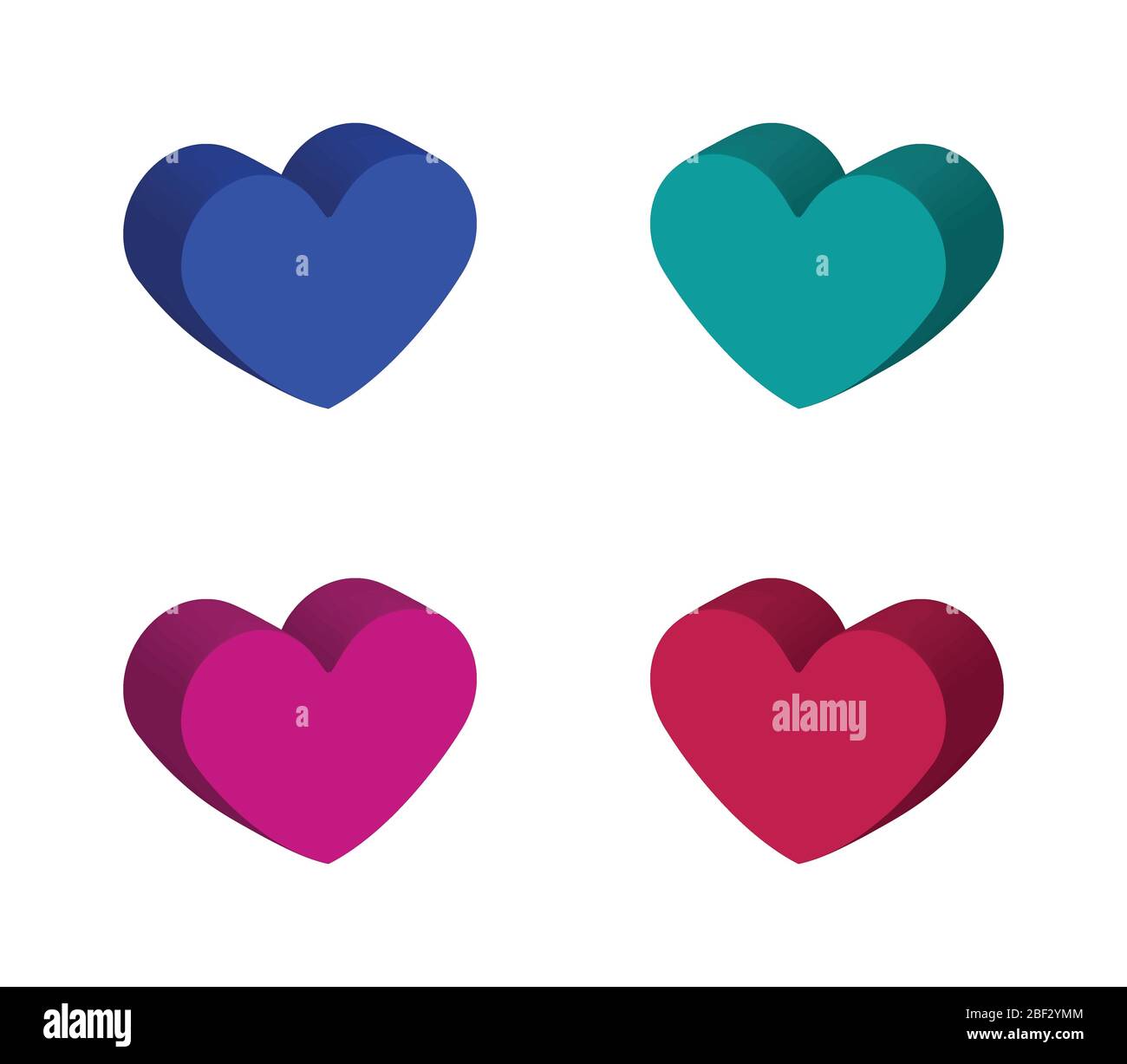 isometric heart icon illustrated in vector on white background Stock ...