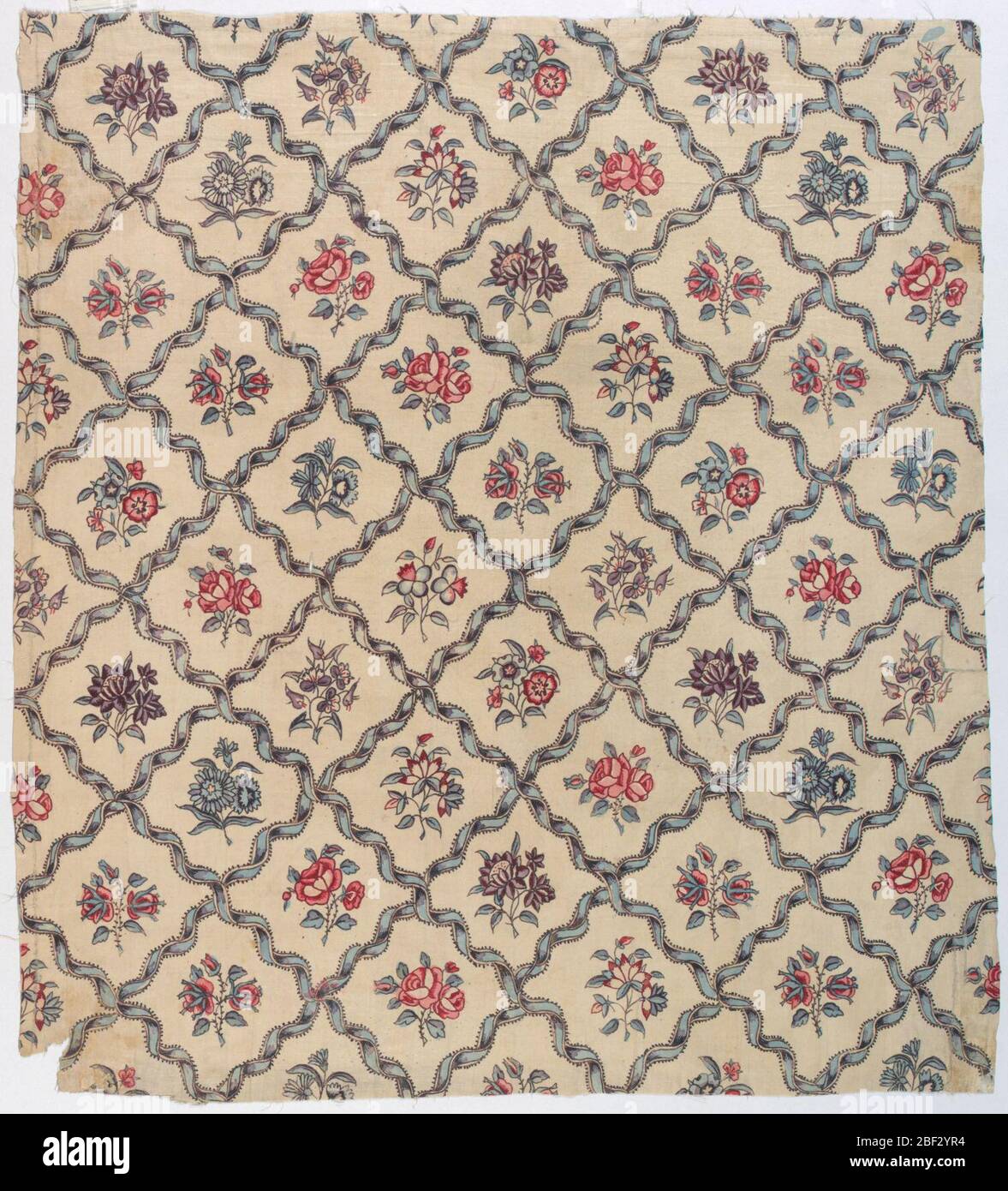 Textile. Lattice of ribbons enclosing flowers Stock Photo - Alamy