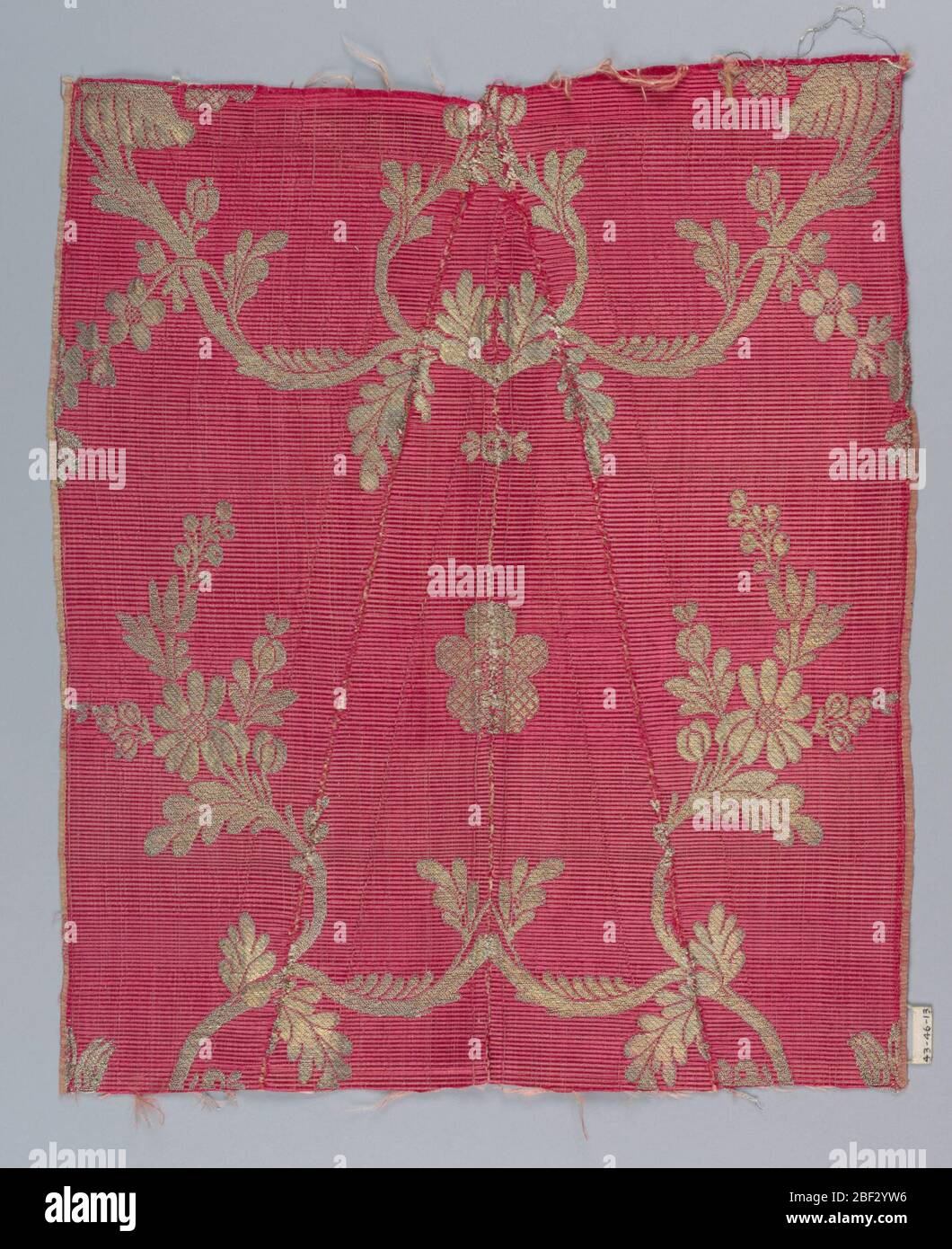 Textile. Red ground with horizontal ribs produced by floats of ...