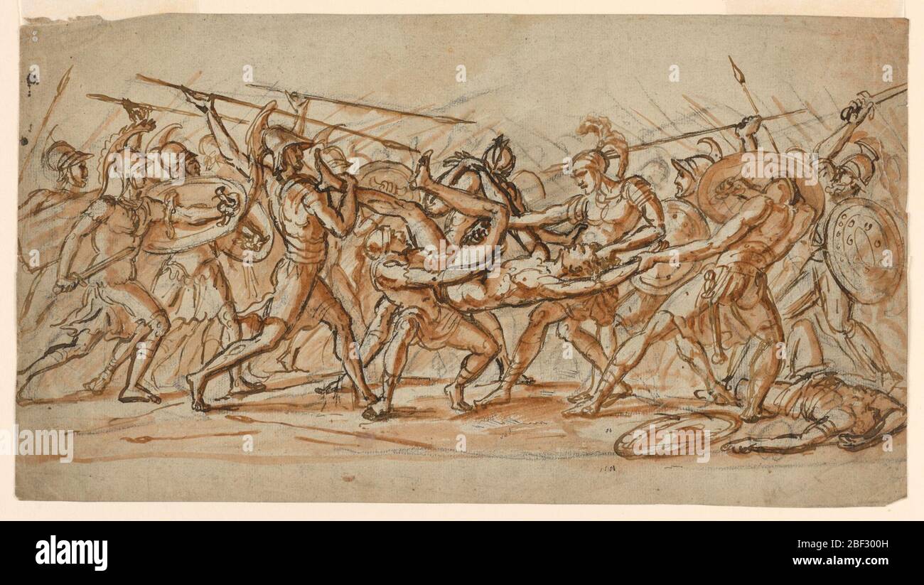The Battle for the Corpse of Patroclus. Three Trojans and two Greeks ...