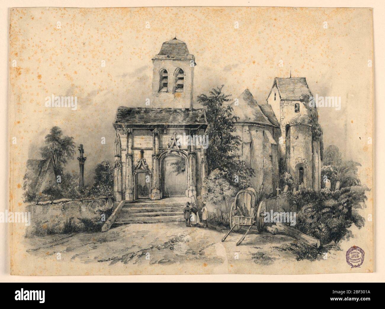 Three Figures In Front of a Church Stock Photo - Alamy