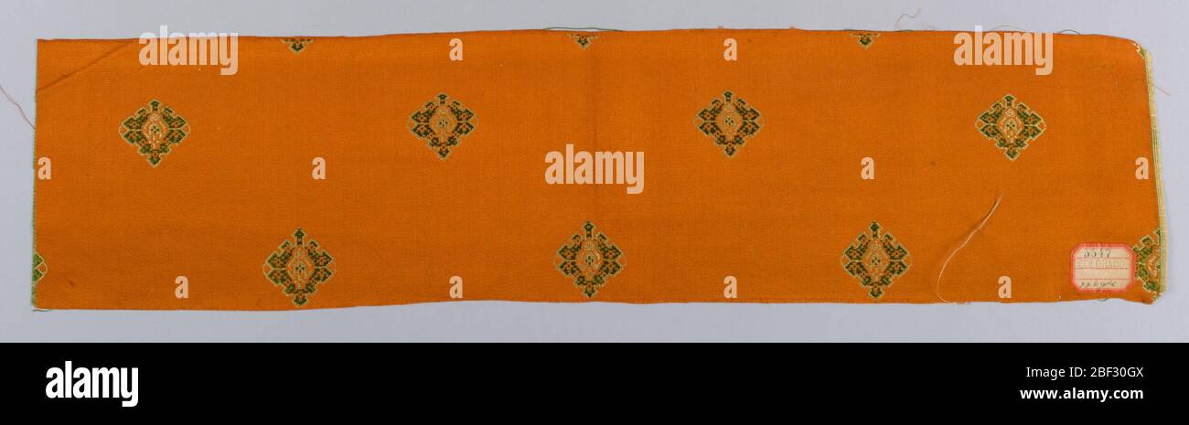 Samples. a. green ground with rust color motifb. rust color ground with ...