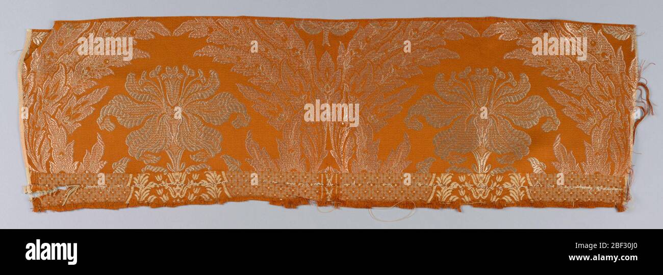 Samples. a. Rust color ground with pink and white floral pattern.b ...