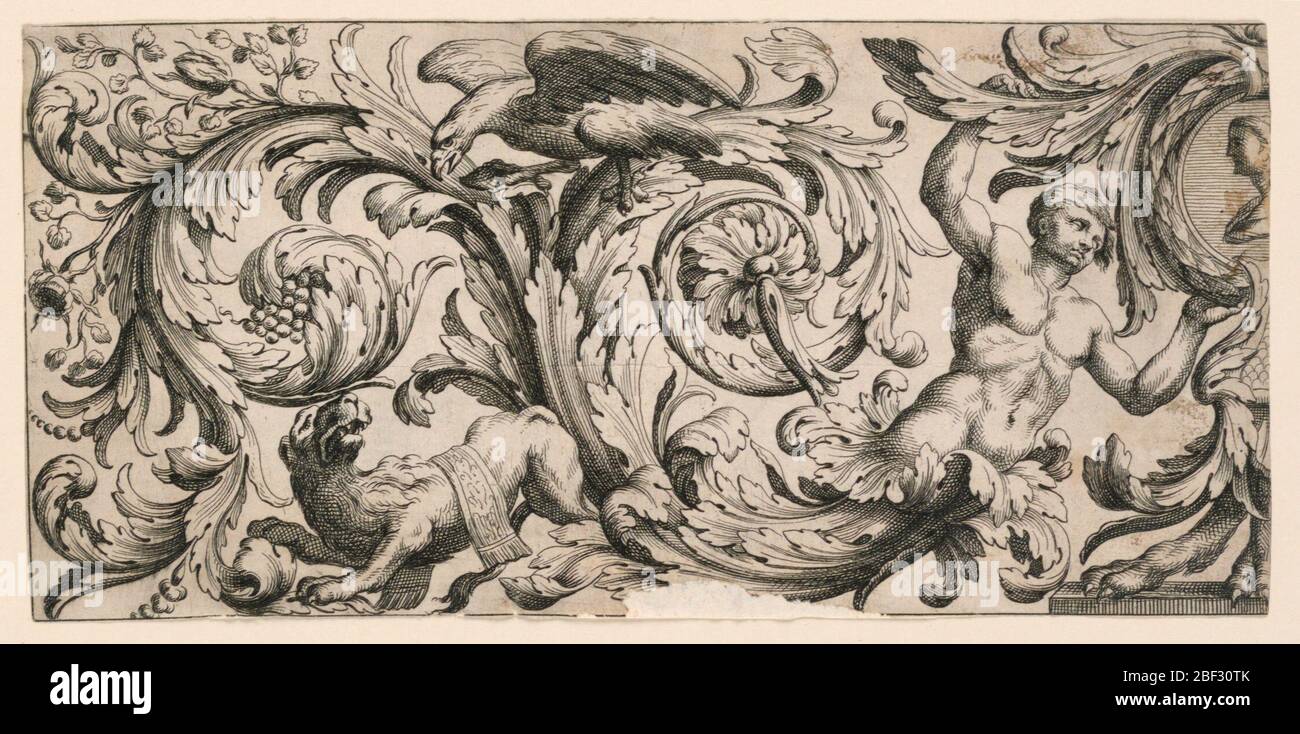 Frieze. Acanthus rinceaux originate from the half-figure of a man ...