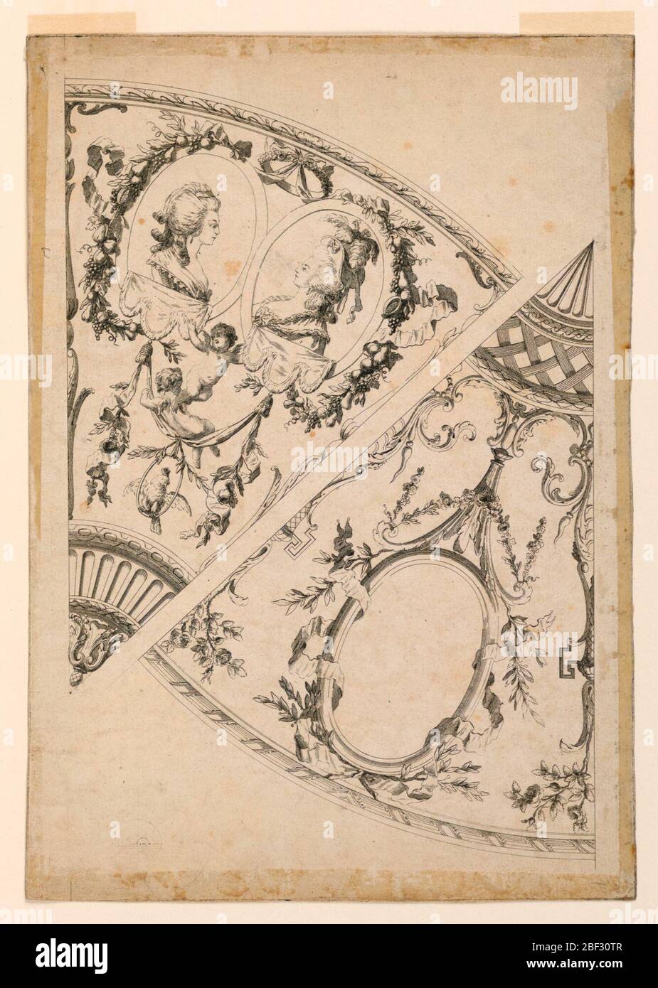 Two designs for candy boxes. Fan shaped portions. The design at left ...