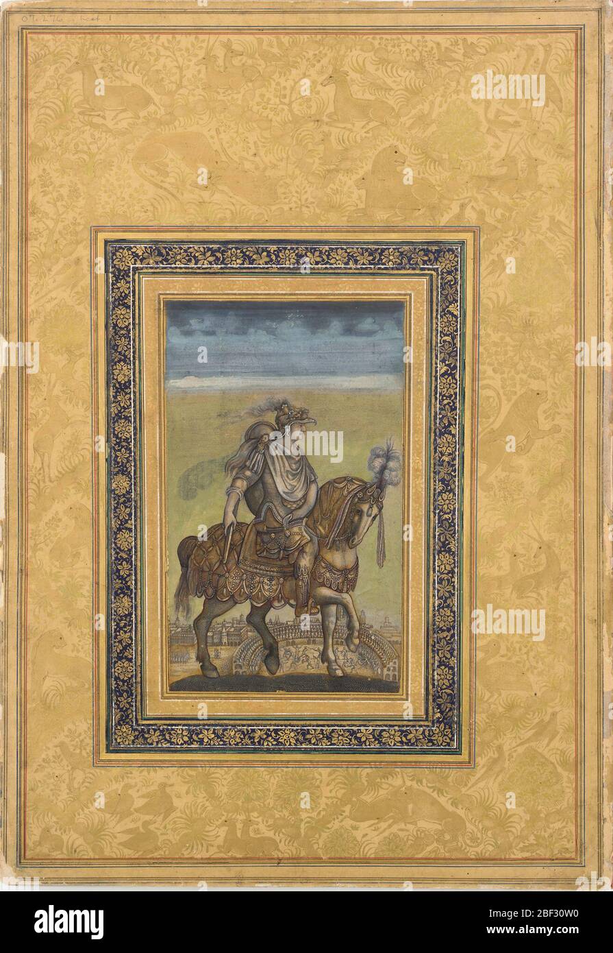 An album bound in painted leather covers containing paintings and ...