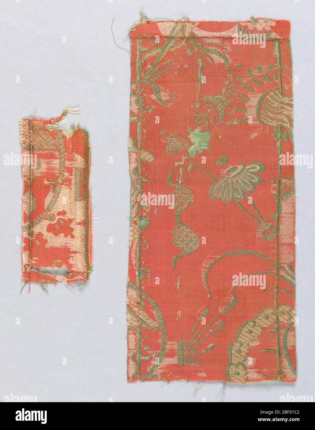 Fragment. Coral ground with a figure in green and white; fragmentary ...