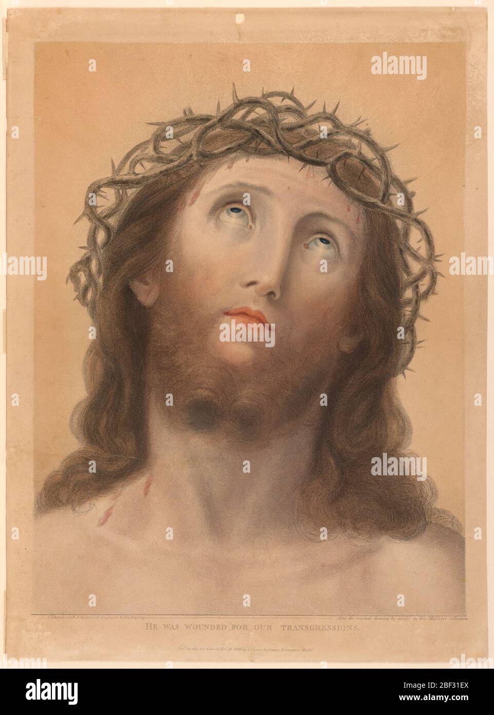 Head of Christ. Head of Christ looking upward. Inscribed lower left ...