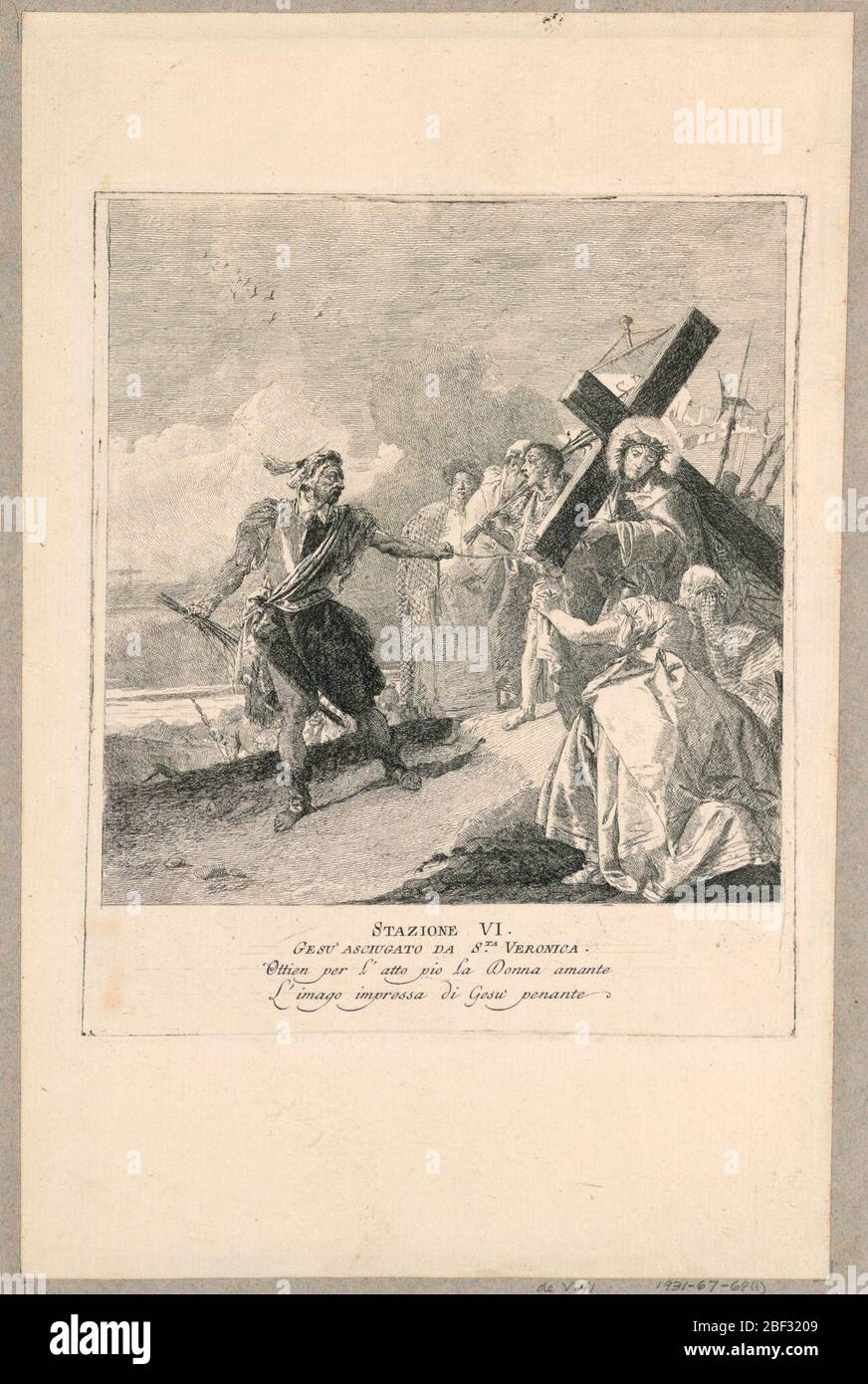 Via crucis Station VI Saint Veronica Wipes His Face. First state Stock ...