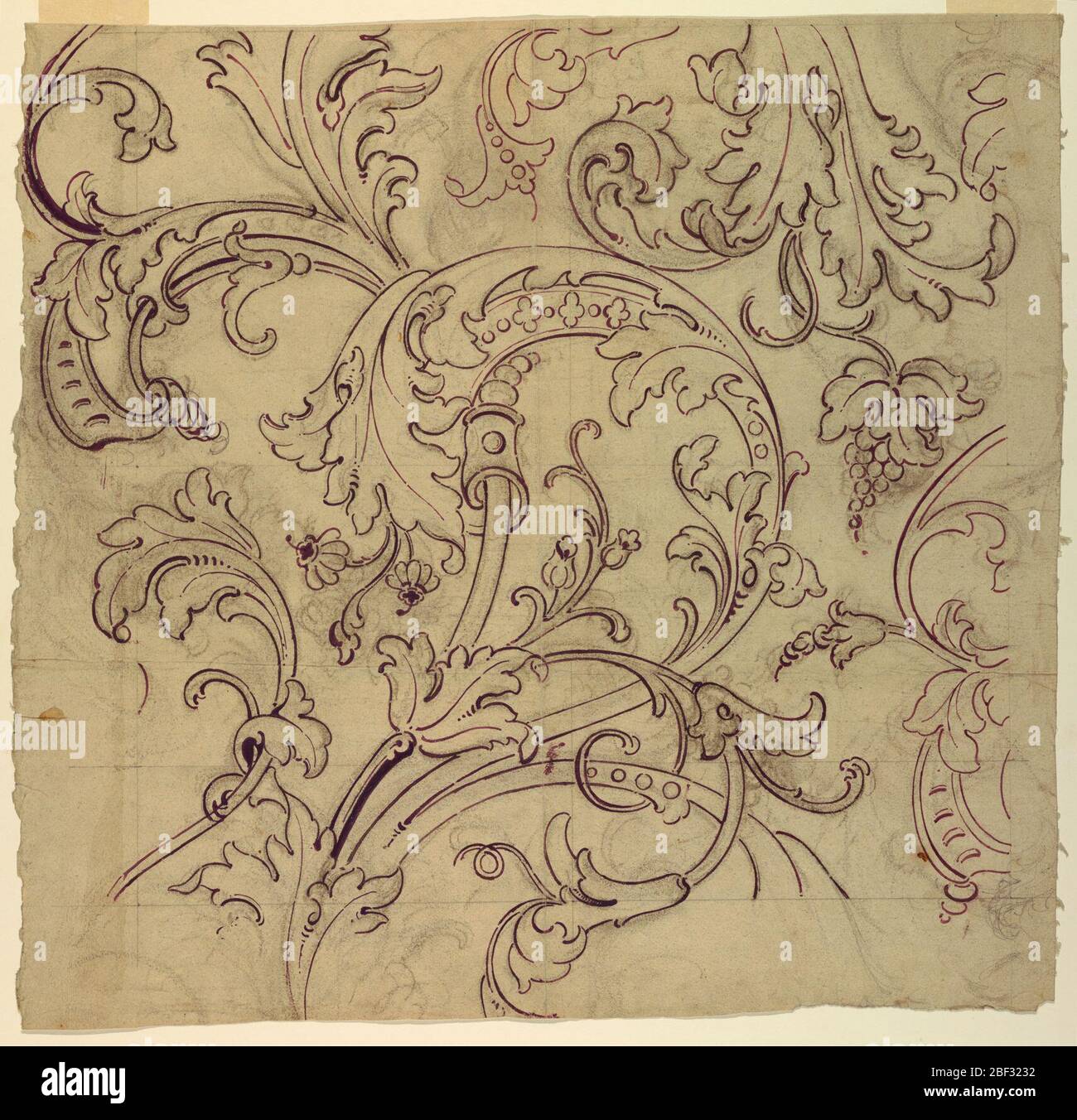 Design for a Wallpaper or Textile. A neo-Rococo escutcheon composed of ...