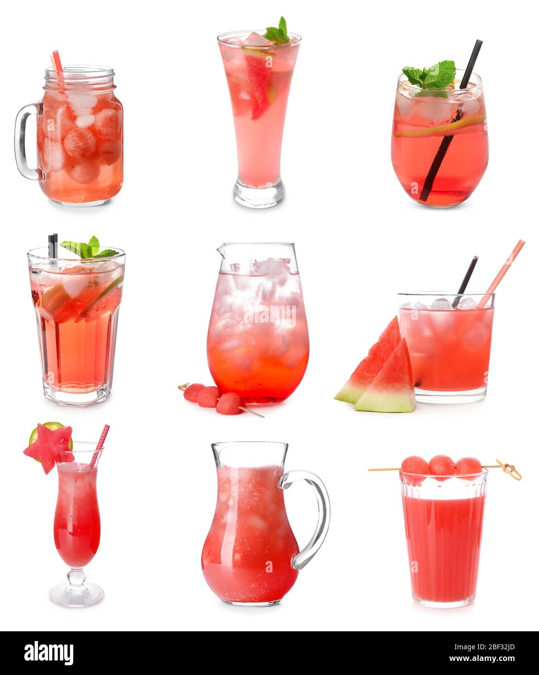 Fresh watermelon lemonade on white background Stock Photo - Alamy
