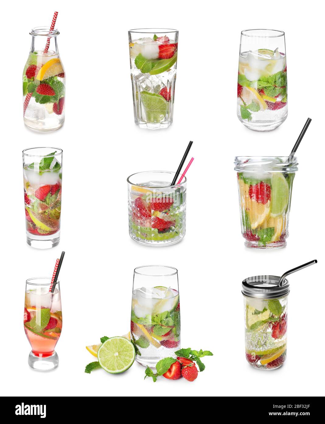 Fresh strawberry lemonade on white background Stock Photo - Alamy