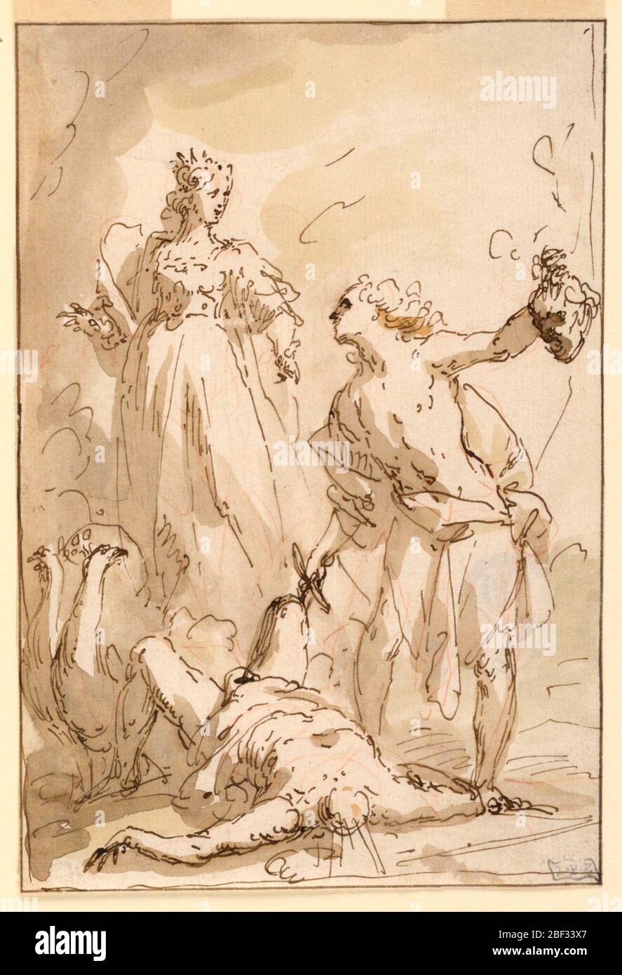 Juno Mercury and the Slain Argus. Mercury raises the head of Argus with ...