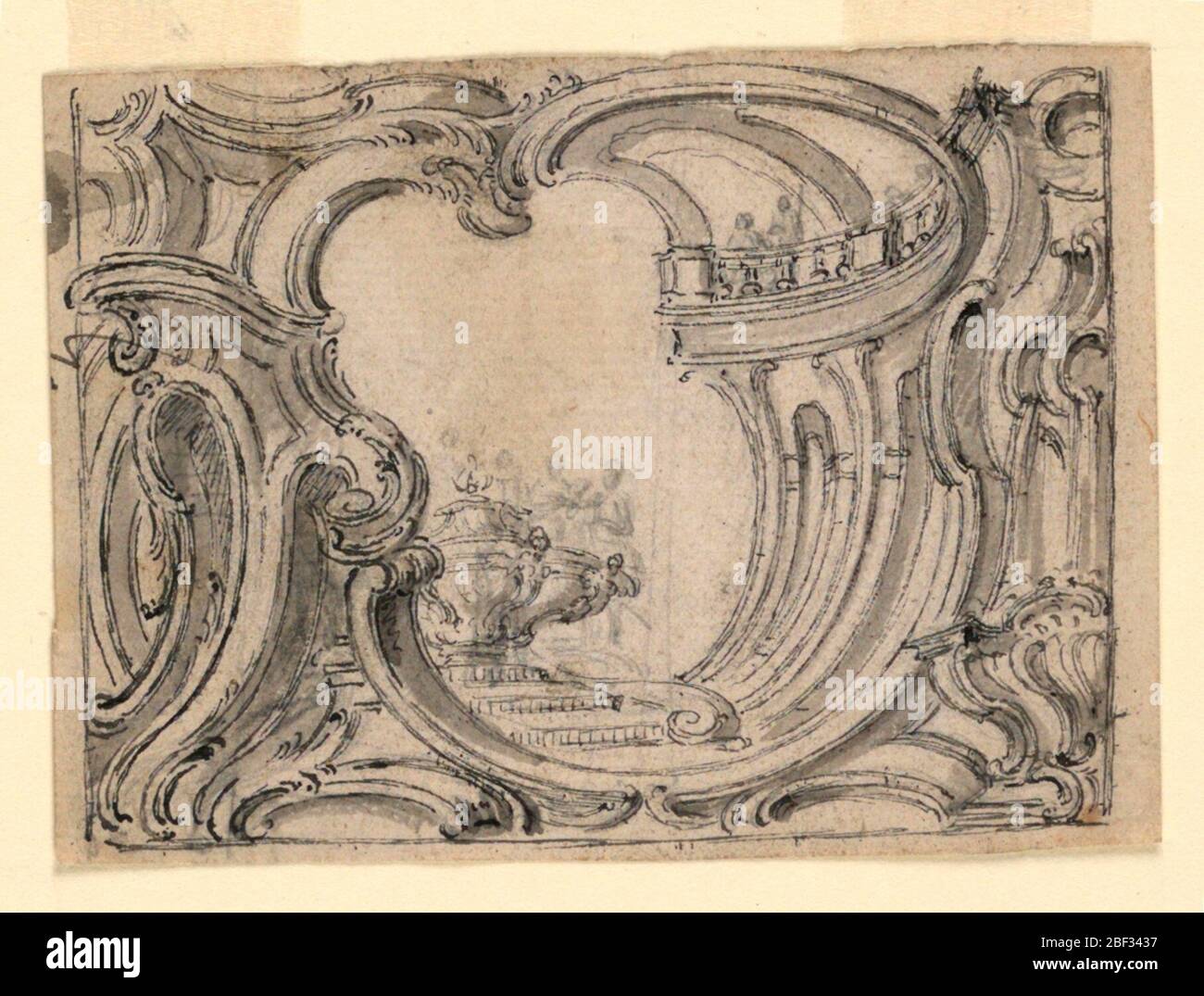 Design for an Ornament Panel. A palace atrium in rocaille architecture ...